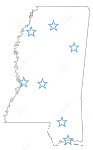 Mississippi Map with Stars - CoBuilders.ms